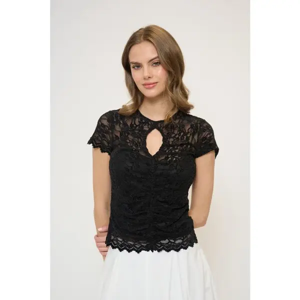 Central Park West Stella Ruched Lace Top