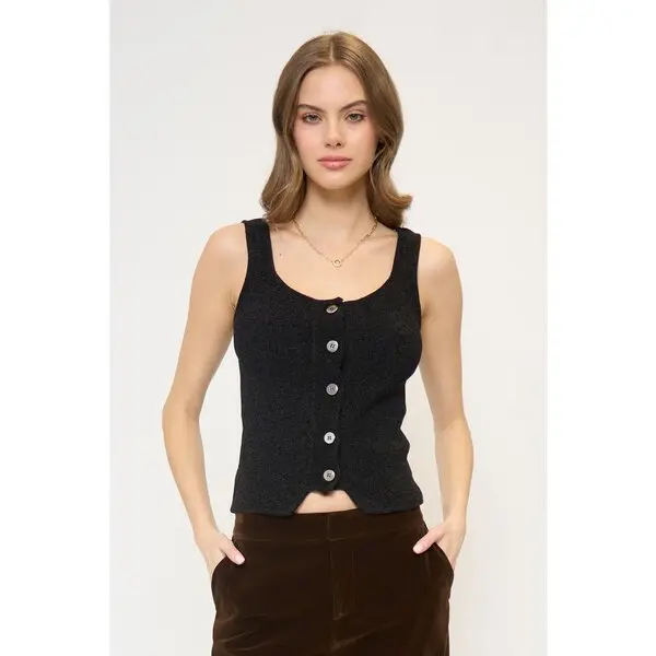 Central Park West Ember Chenille Button Up Tank