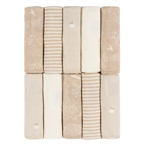 JUST BORN French Terry Washcloths Set, Pinks - Nature Tan