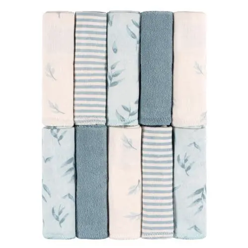 JUST BORN French Terry Washcloths Set, Pinks - Soft Blue Tones