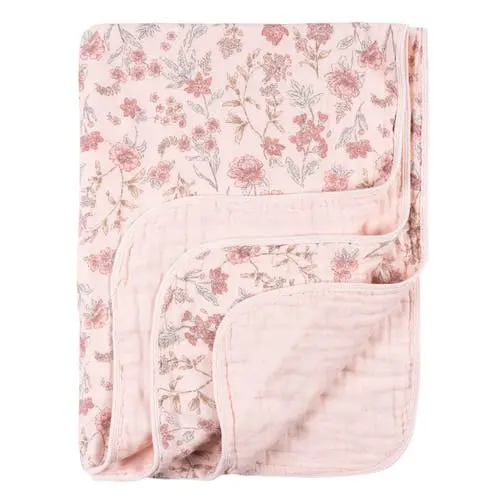 JUST BORN 8ply Muslin Blanket - Pink Floral