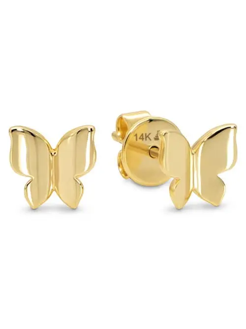 DEVATA Butterfly Stud Earrings In 14k Gold - Yellow Gold