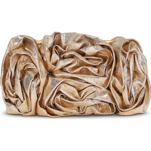 Badgley Mischka Jett Metallic Rosette Cluster Clutch - Gold