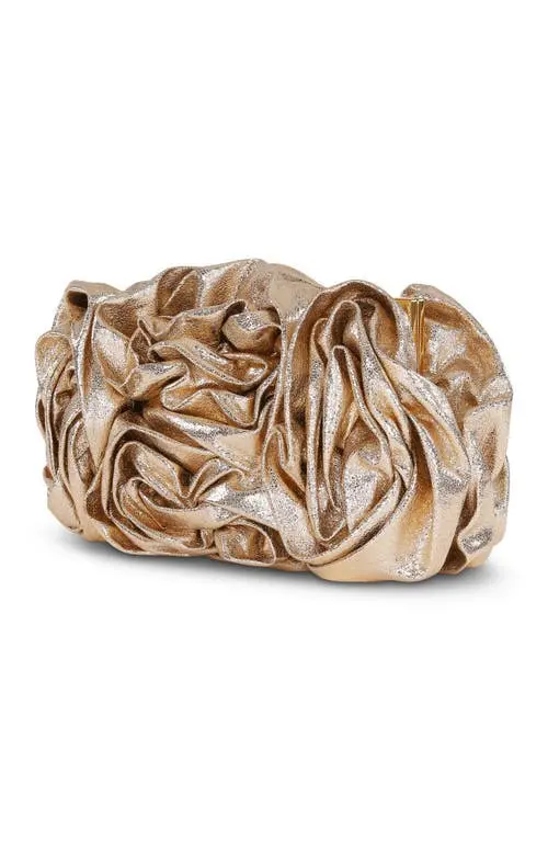 Badgley Mischka Metallic Rosette Clutch