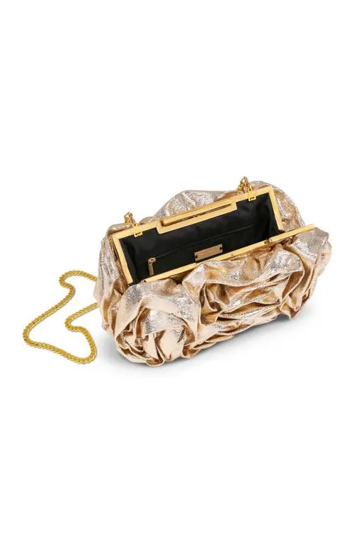 Badgley Mischka Metallic Rosette Clutch