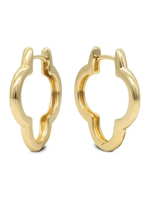 DEVATA Clover Hoop Earrings - Yellow Gold