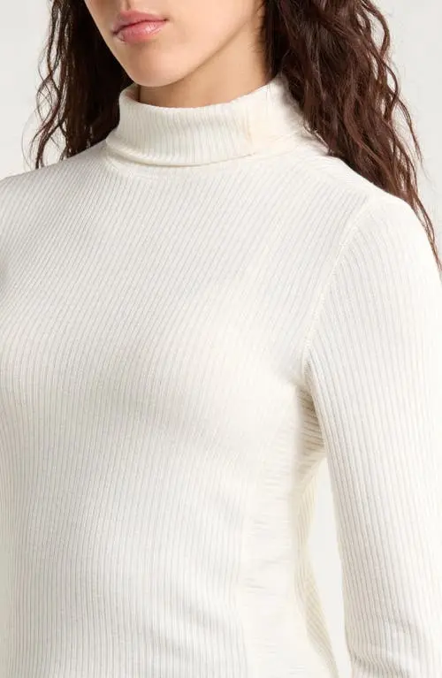 Madewell Ribbed Turtleneck Top - Heather Cream