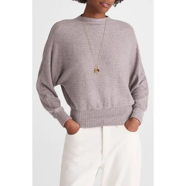 Madewell Mock Neck Dolman Sleeve Sweater - Stone