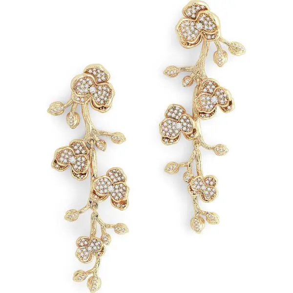 ANABEL ARAM JEWELRY Orchid Pavé Dangle Drop Earrings - Gold/crystal