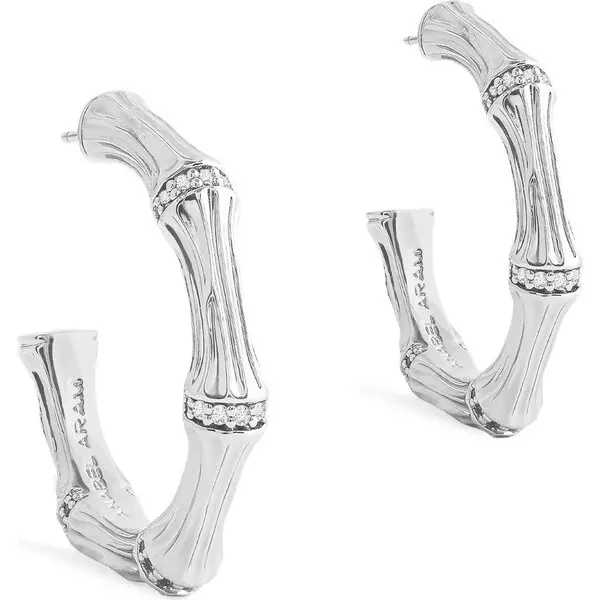 ANABEL ARAM JEWELRY Medium Bamboo Hoop Earrings - Sterling Silver Plated