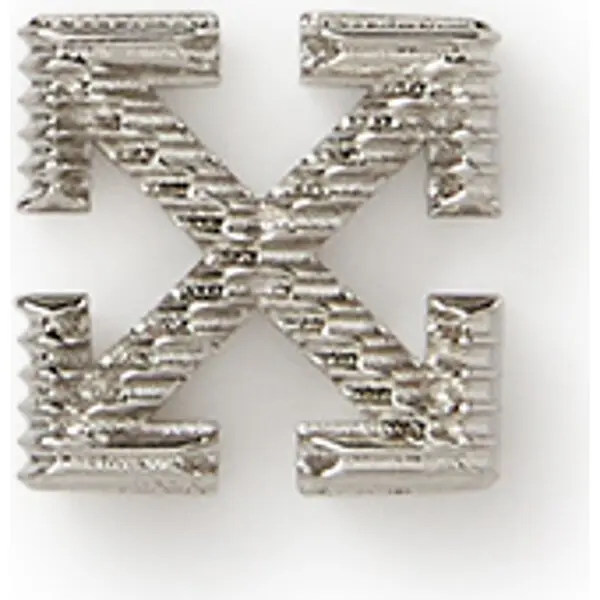 Off White Arrow Textured Mono Earring - Silver