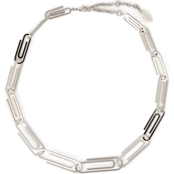 Off White Paperclip Chain Necklace - Silver