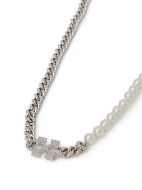 Off-White Arrow Pearl Chain Necklace