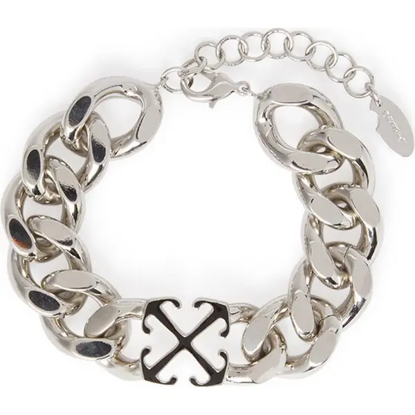 Off White Enamel Arrow Bracelet - Silver