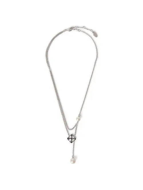 Off-White Arrow Pearl Necklace - Silver