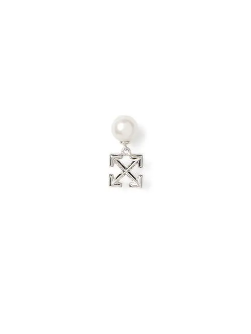 Off White Arrow Pearl Mono Earring - Silver