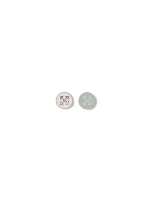 Off-White Arrow Button Stud Earrings - Silver