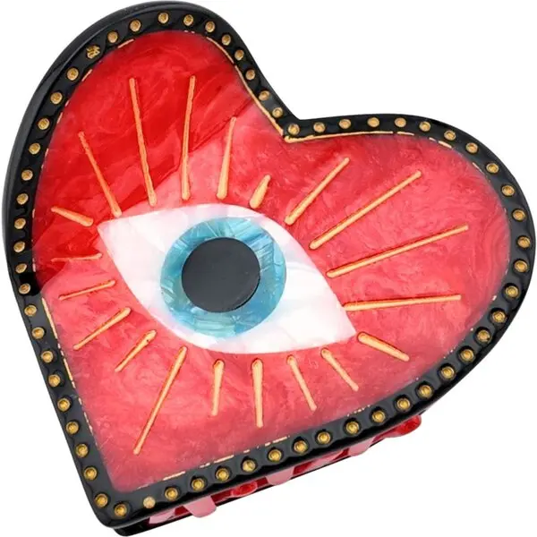 SOLAR ECLIPSE Hand-painted Heart Claw Clip - Red