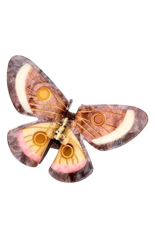 SOLAR ECLIPSE Hand Painted Emperor Silk Moth Claw Clip - Brown