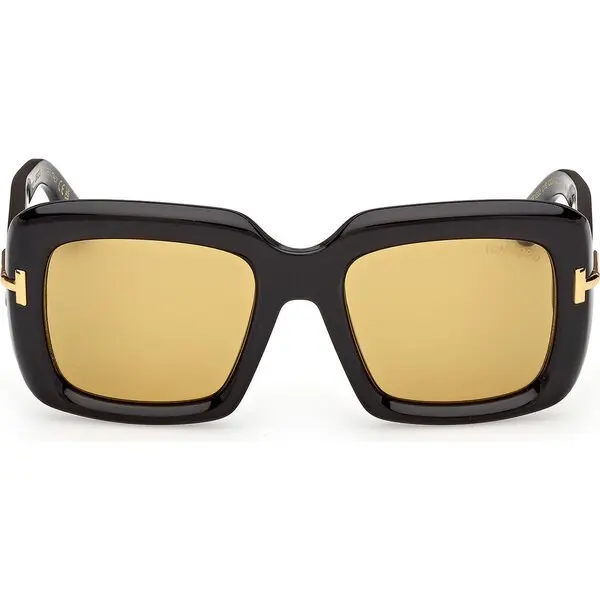 TOM FORD 53mm Square Sunglasses - Black/baguette/vicuna Lens