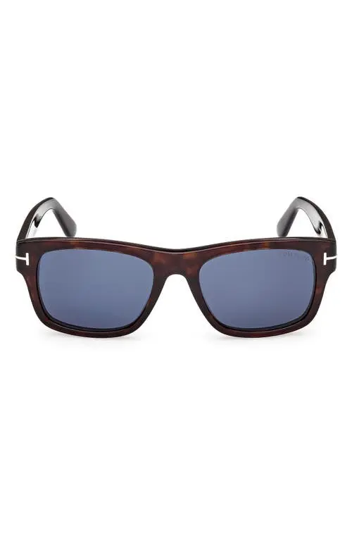 TOM FORD 55mm Rectangular Sunglasses - Classic Havana/blue Lens