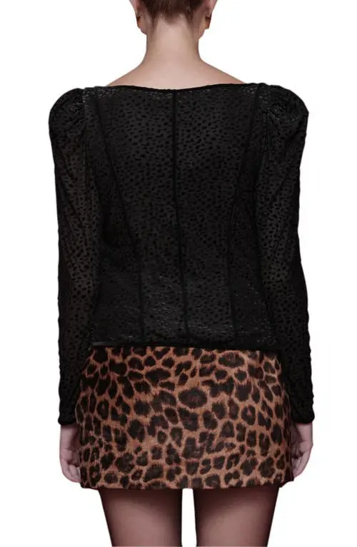 Avec Les Filles Animal Spot Sweetheart Neck Top