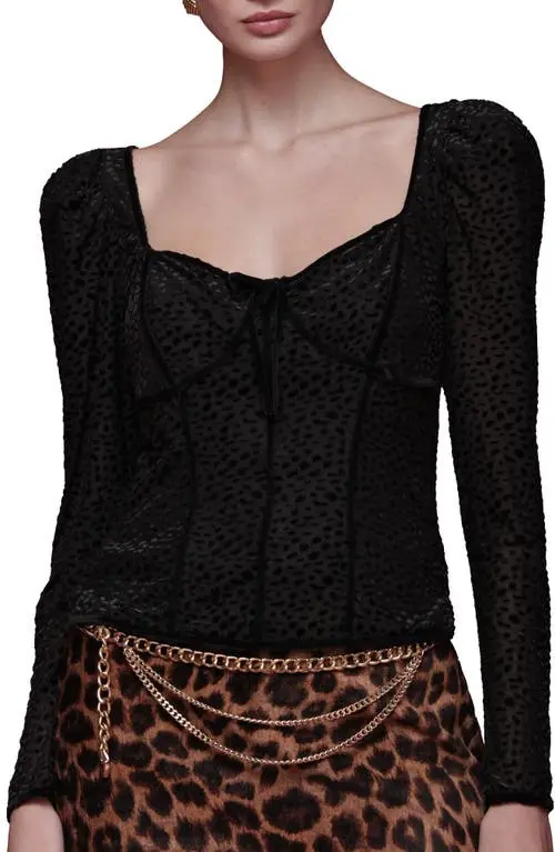 Avec Les Filles Animal Spot Sweetheart Neck Top