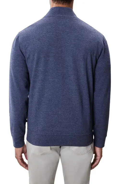 Robert Barakett Textured Quarter Button Pullover - Denim