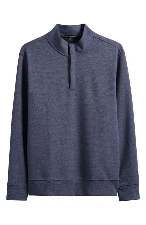 Robert Barakett Textured Quarter Button Pullover - Denim