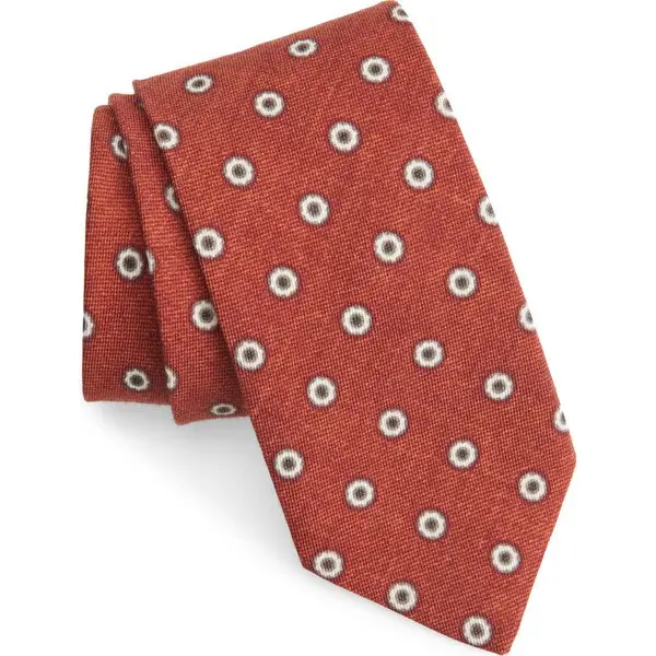 BOSS Medallion Cotton And Wool Tie - Dark Orange