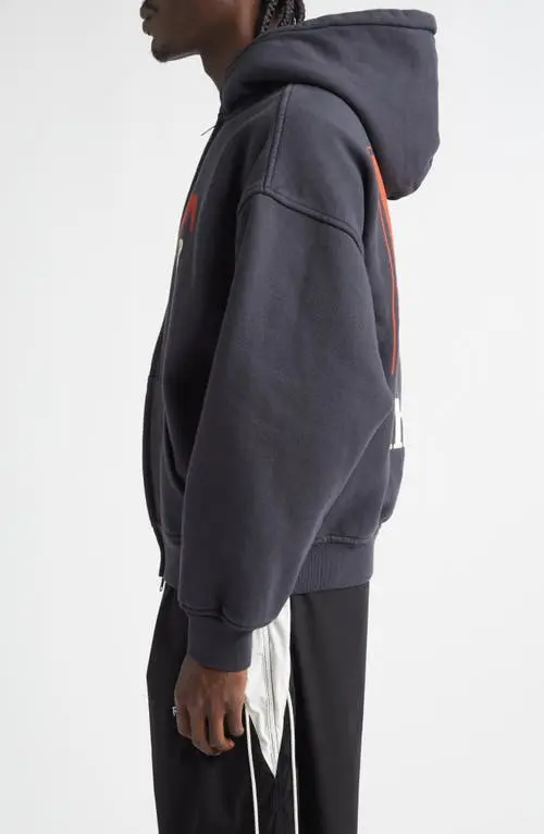 Rhude Moonlight Logo Full Zip Fleece Hoodie - Vintage Black/red/yellow