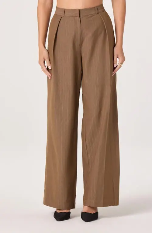 Astr The Label Pleated Metallic Pinstripe Wide Leg Pants