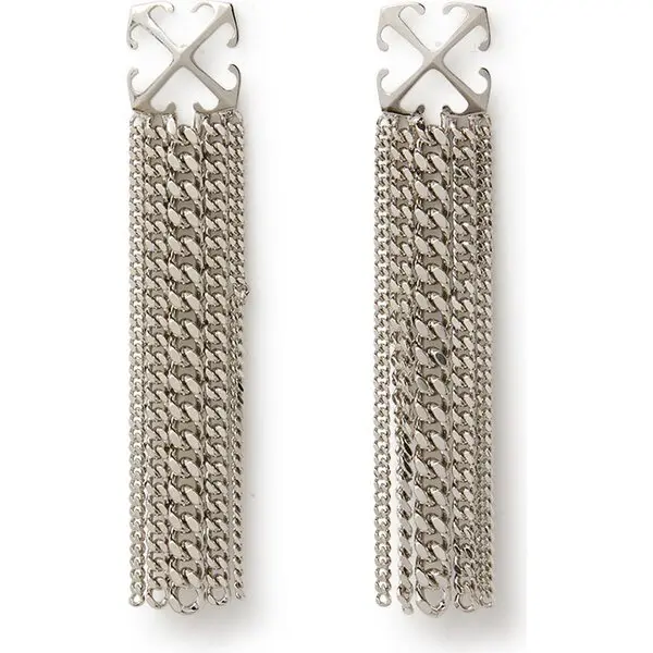 Off White Arrow Chain Pendant Earrings - Gold