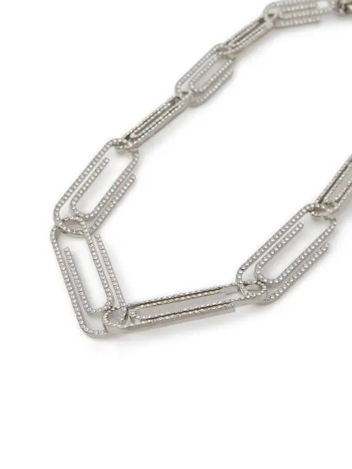 Off-White Paperclip Chain Strass Necklace - Silver