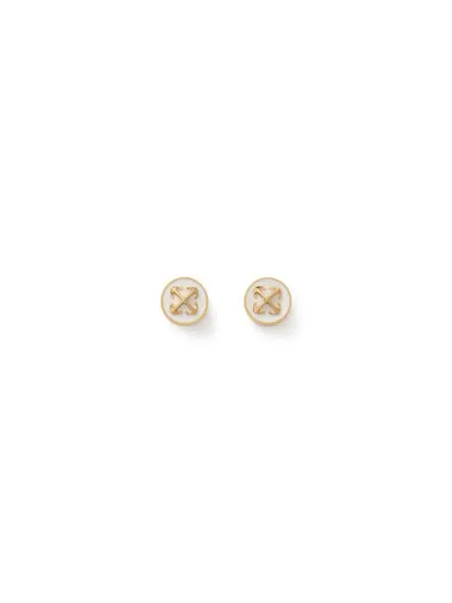 Off-White Round Arrow Earrings - Gold