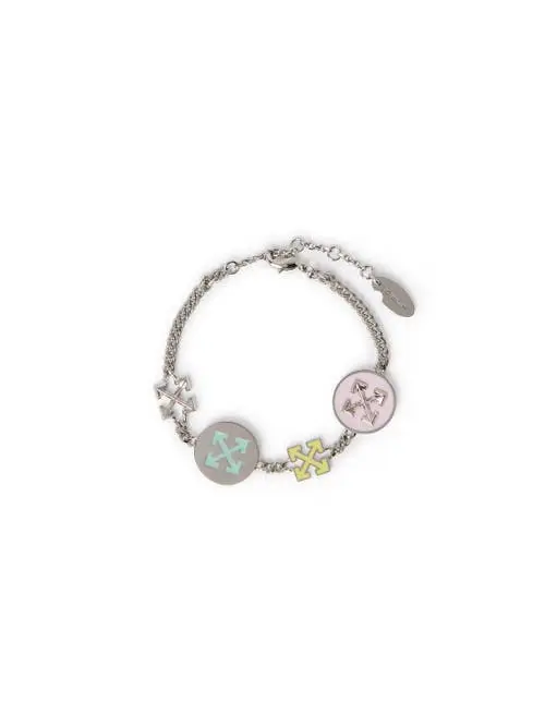 Off-White Arrow Button Bracelet - Silver