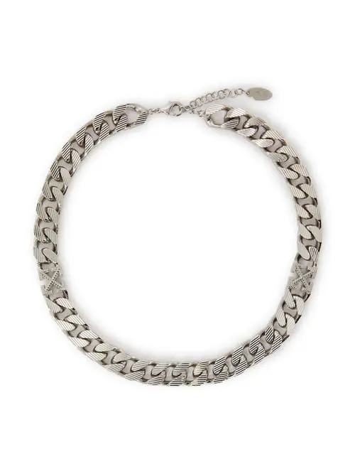 Off White Arrow Chain Textured Necklace - Silver