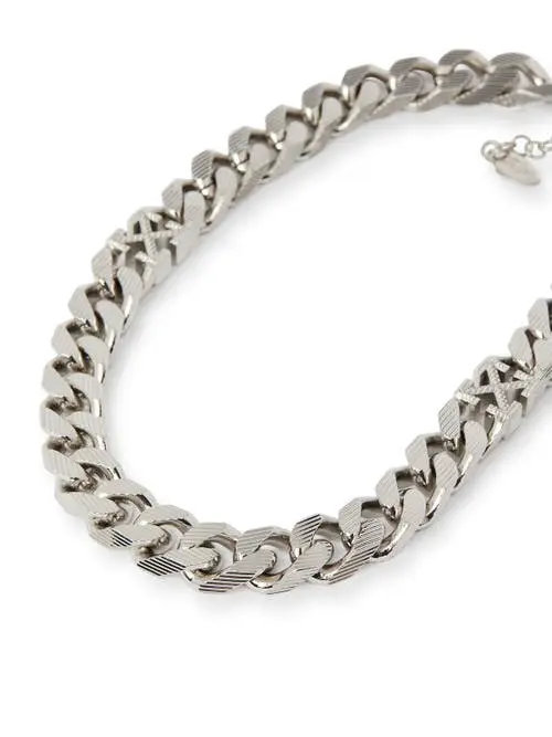 Off-White Arrow Chain Textured Necklace - Silver