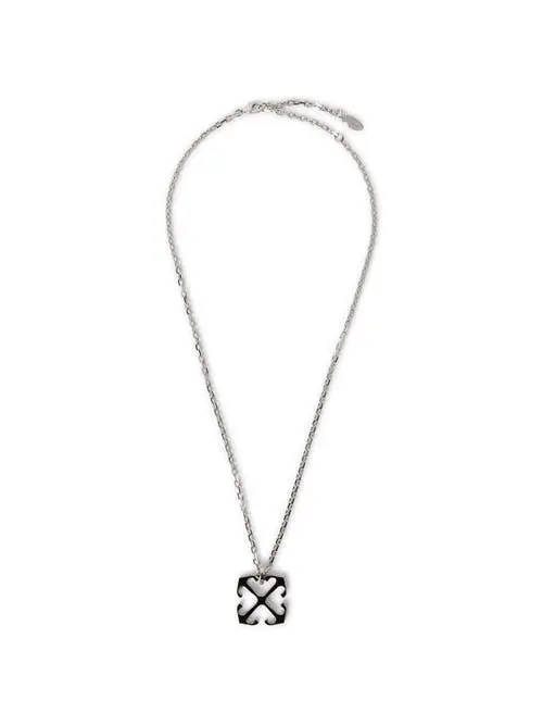 Off-White Arrow Enamel Necklace - Silver