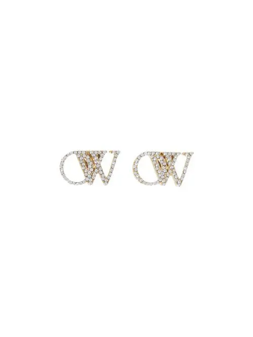 Off-White Ow Earrings With Strass - Gold