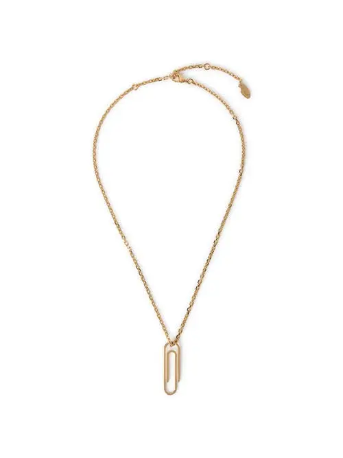 Off White Paperclip Necklace - Gold