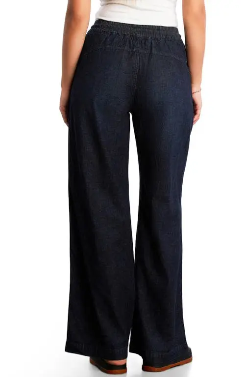 WASH LAB DENIM Drawstring Waist Wide Leg Jeans - Sleek Blue