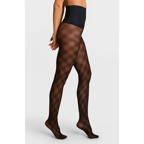 Commando Plaid Sheer Tights - Black