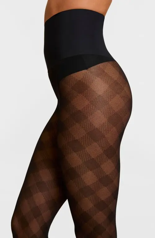 Commando Plaid Sheer Tights - Black