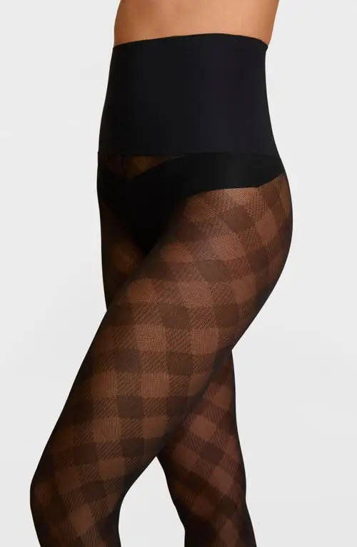 Commando Plaid Sheer Tights - Black