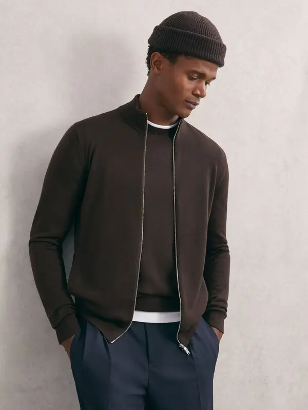 REISS Hampshire Wool Zip-through Cardigan