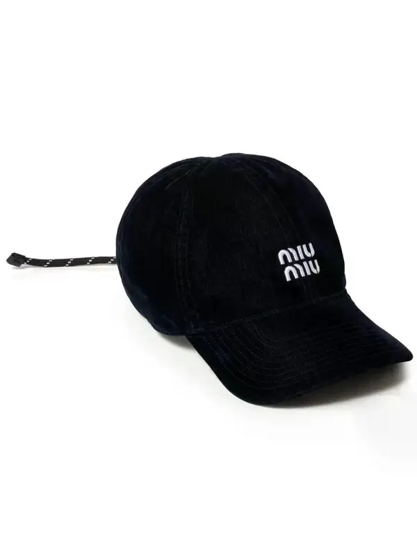 Miu Miu Velvet Baseball Cap - Blue