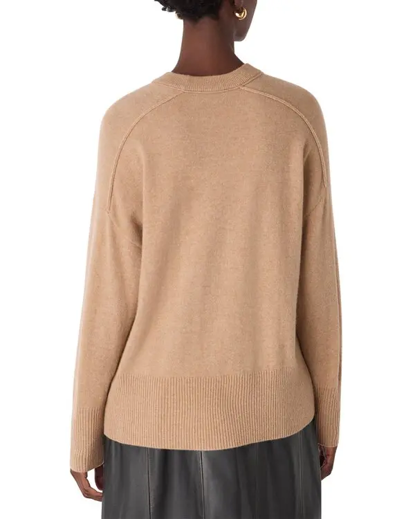 Whistles Cashmere Seam Detail Crew Knit Sweater - Camel