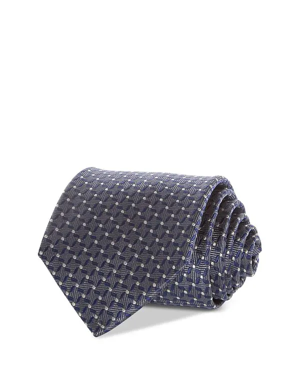 Bloomingdale'S Geometric Print Silk Tie - Grey