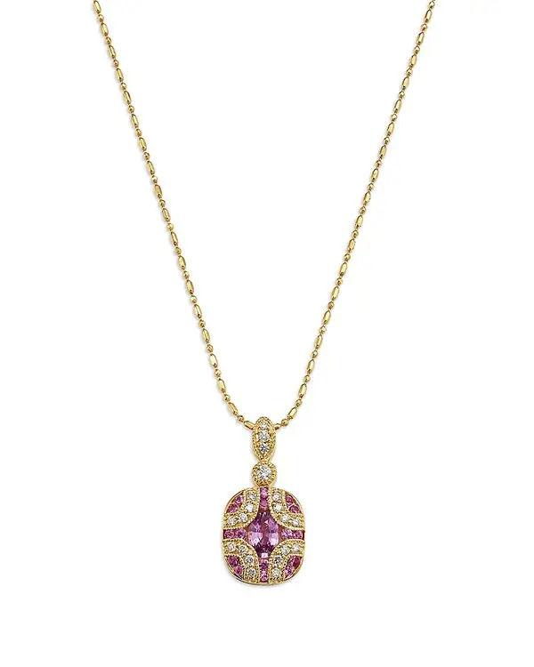 Bloomingdale'S 14k Yellow Pink Sapphire & Diamond Pendant Necklace - Gold